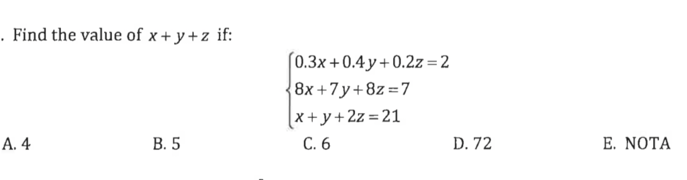 Solved Find the value of x+y+z if: | Chegg.com