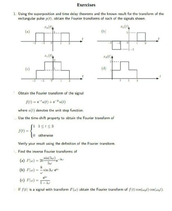 Solved Exercises 1. Using the superposition and time delay | Chegg.com