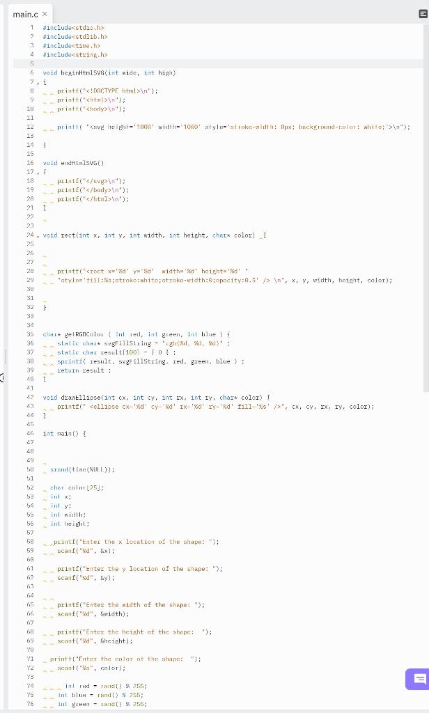 Solved I just need to add a loop that prints the circle | Chegg.com