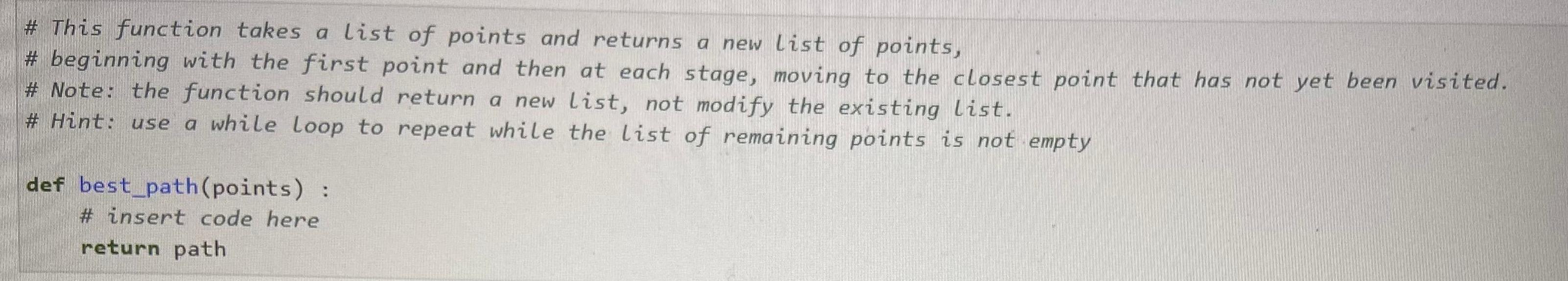Solved # This function takes a list of points and returns a | Chegg.com