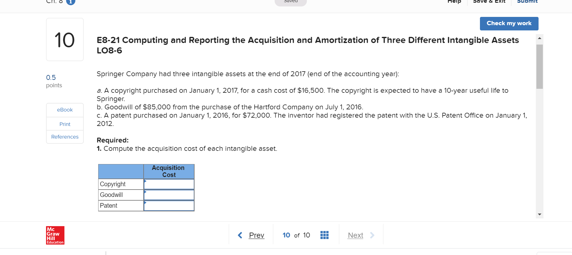 Solved Saveu Help Save & EXIT Submit Check my work E8-21 | Chegg.com