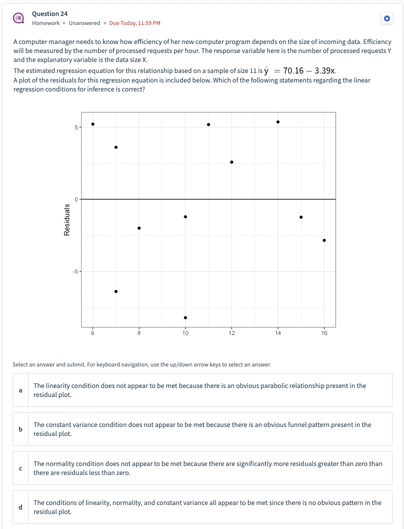 Solved A computer manager needs to know how efficiency of | Chegg.com