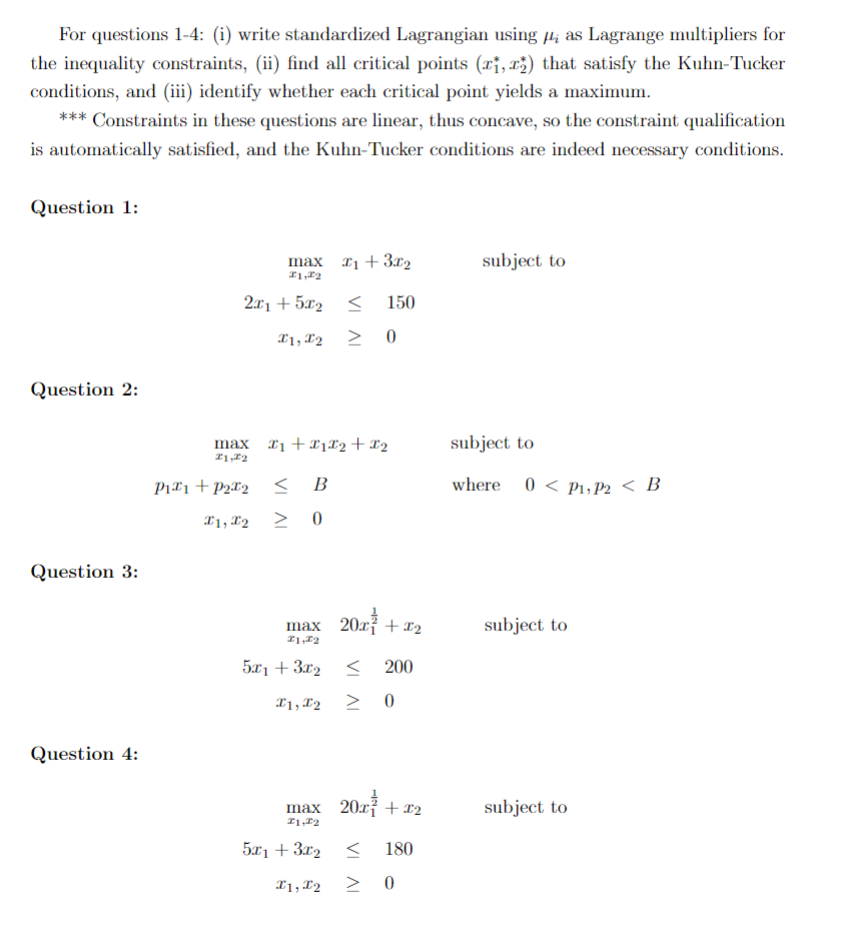 Solved For questions 1-4: (i) write standardized Lagrangian | Chegg.com