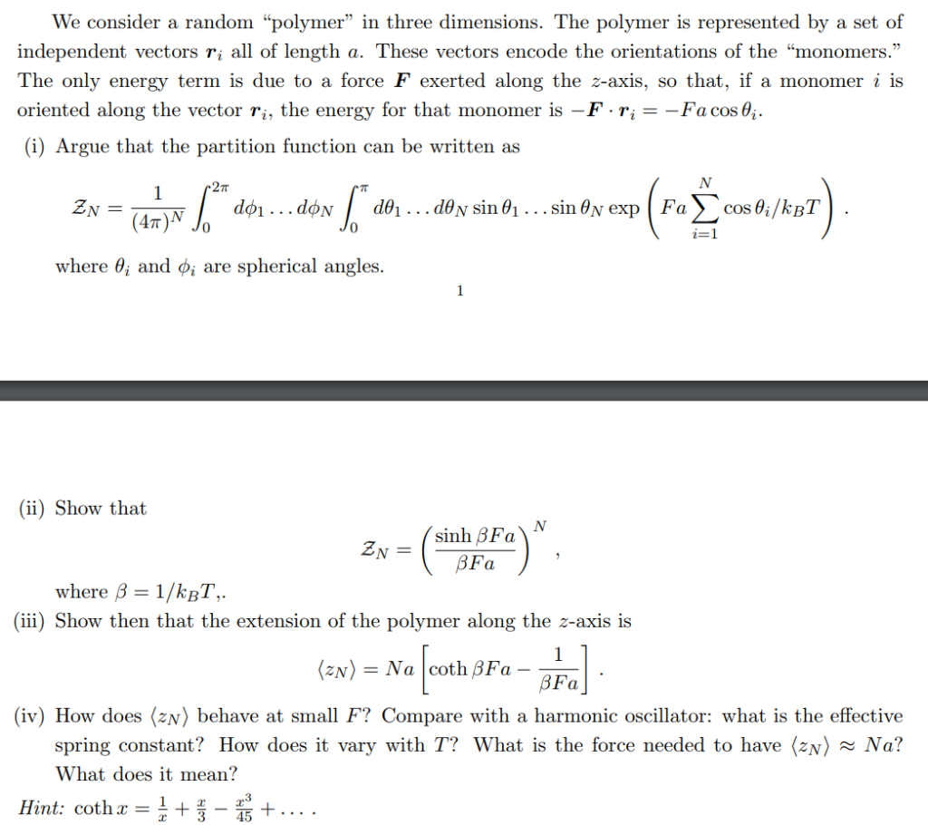 Solved We consider a random "polymer" in three dimensions. | Chegg.com