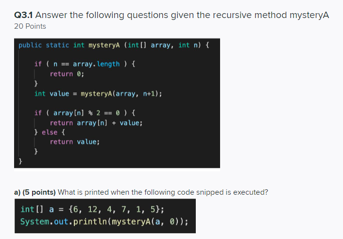 Solved Q3.1 Answer the following questions given the | Chegg.com