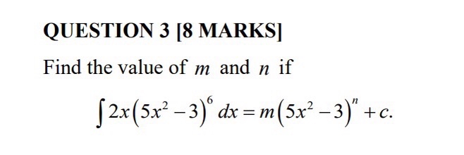 Solved helpQUESTION 3 [8 ﻿MARKS]Find the value of m ﻿and n | Chegg.com