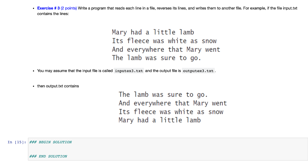 Solved • Exercise #3 (2 points) Write a program that reads | Chegg.com