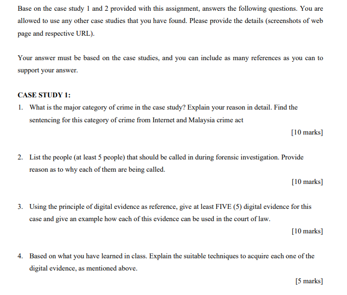 Solved Base on the case study 1 and 2 provided with this | Chegg.com