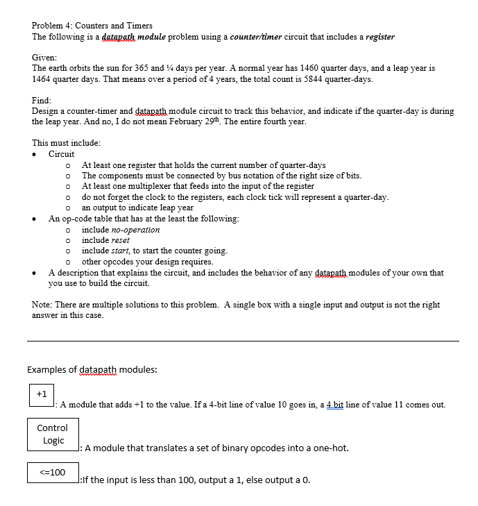 Solved Problem 4: Counters and Timers The following is a | Chegg.com