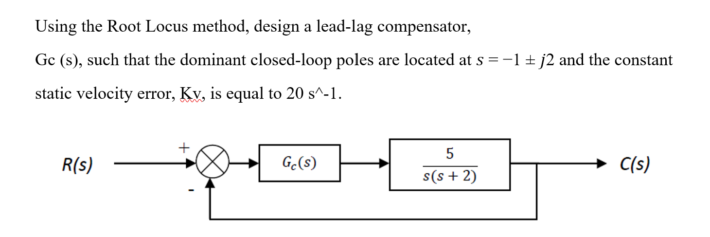Solved Using the Root Locus method, design a led-lag | Chegg.com