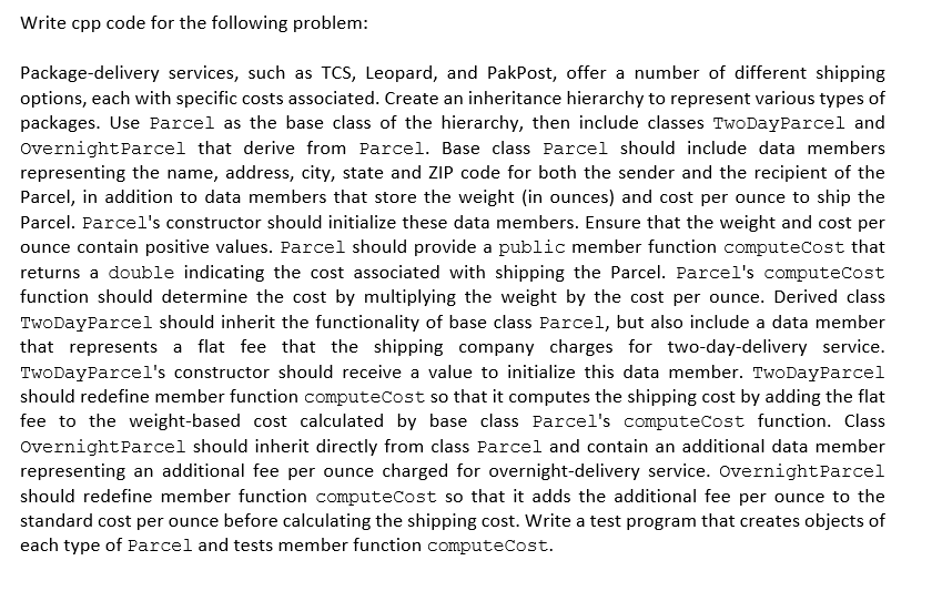 Solved Write Cpp Code For The Following Problem