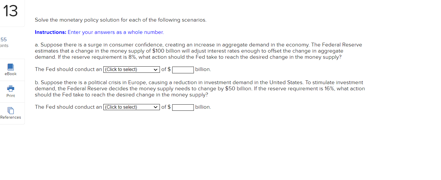 Solved Solve the monetary policy solution for each of the | Chegg.com