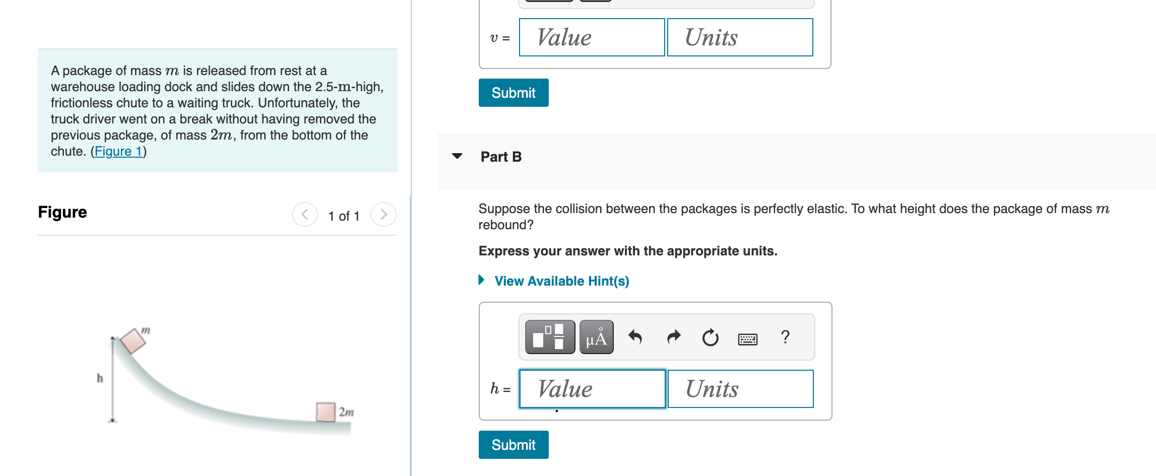 Solved A package of mass m is released from rest at a | Chegg.com