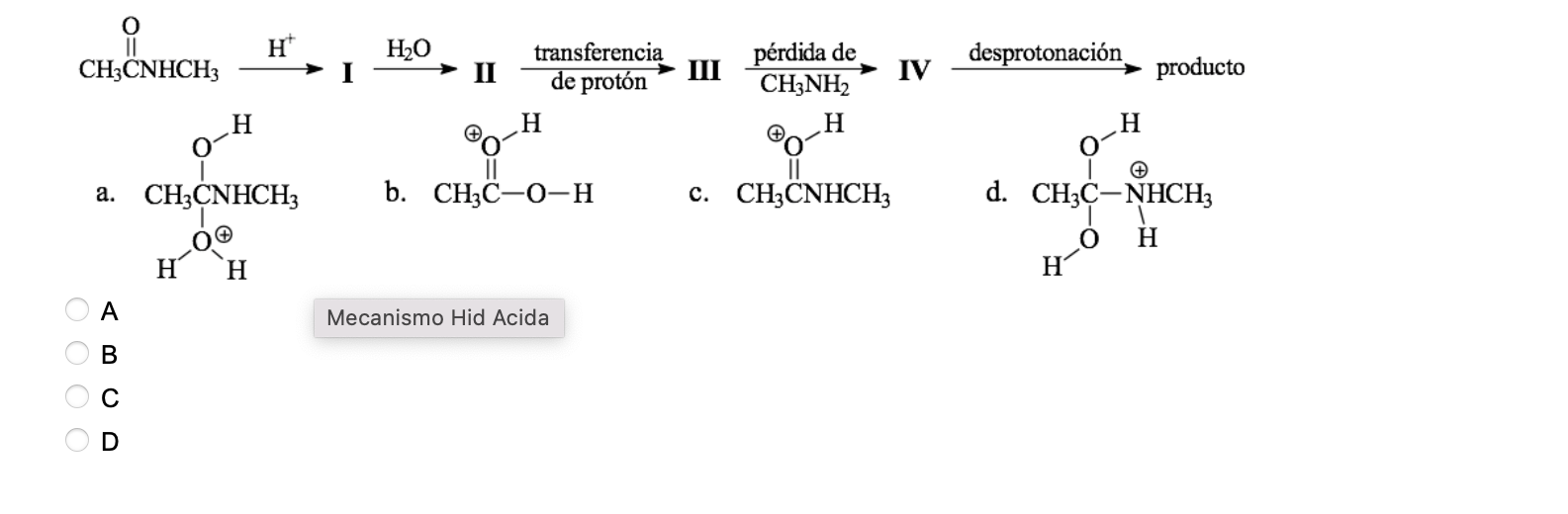 Solved The mechanism of acid hydrolysis of N-methylacetamide | Chegg.com