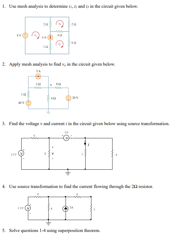 Solved 1. Use mesh analysis to determine \\( i_{I}, i_{2} | Chegg.com