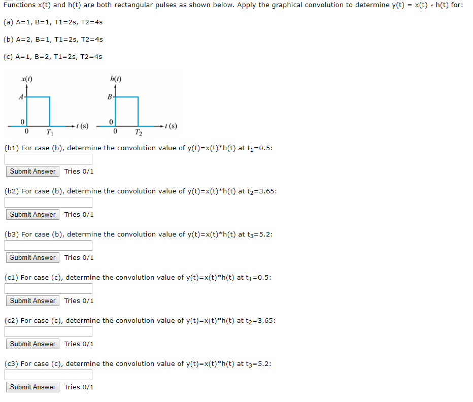 Solved Functions x(t) and h(t) are both rectangular pulses | Chegg.com