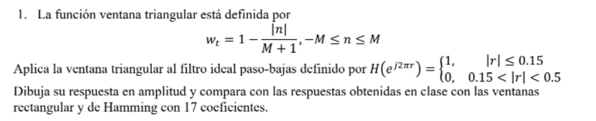 Solved The triangular function window is defined by Applies | Chegg.com