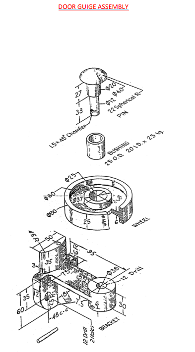 Solved On Solidwork 1. CREATE THE PARTS OF DOOR GUIDE | Chegg.com