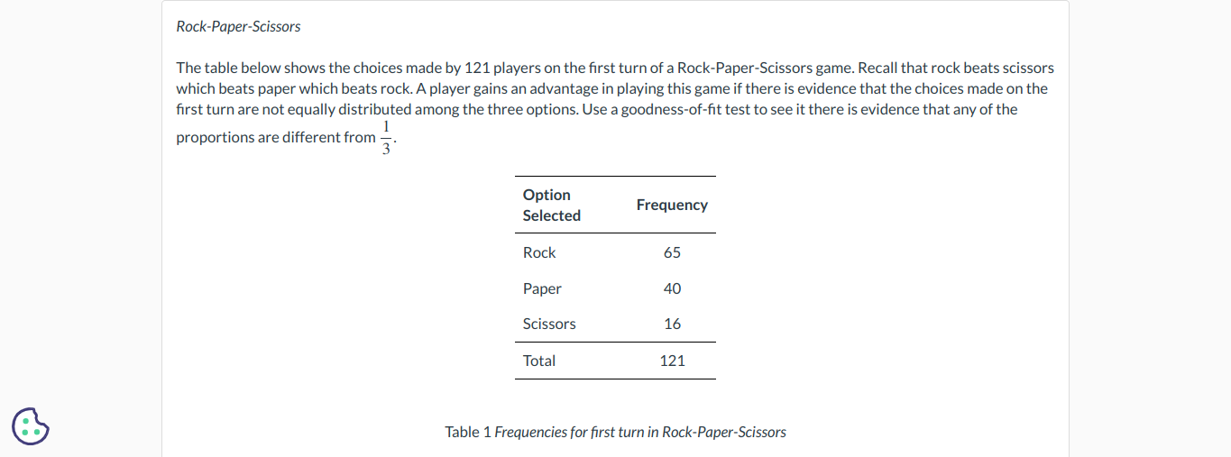 Solved The table below shows the choices made by 121 players | Chegg.com