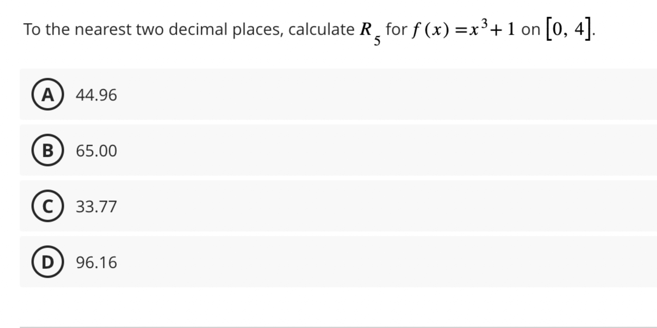 Solved To the nearest two decimal places, calculate R5 ﻿for | Chegg.com