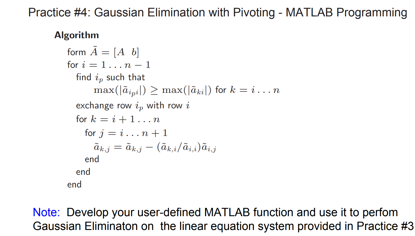 Solved Practice #3: Gaussian Elimination with Pivoting - | Chegg.com