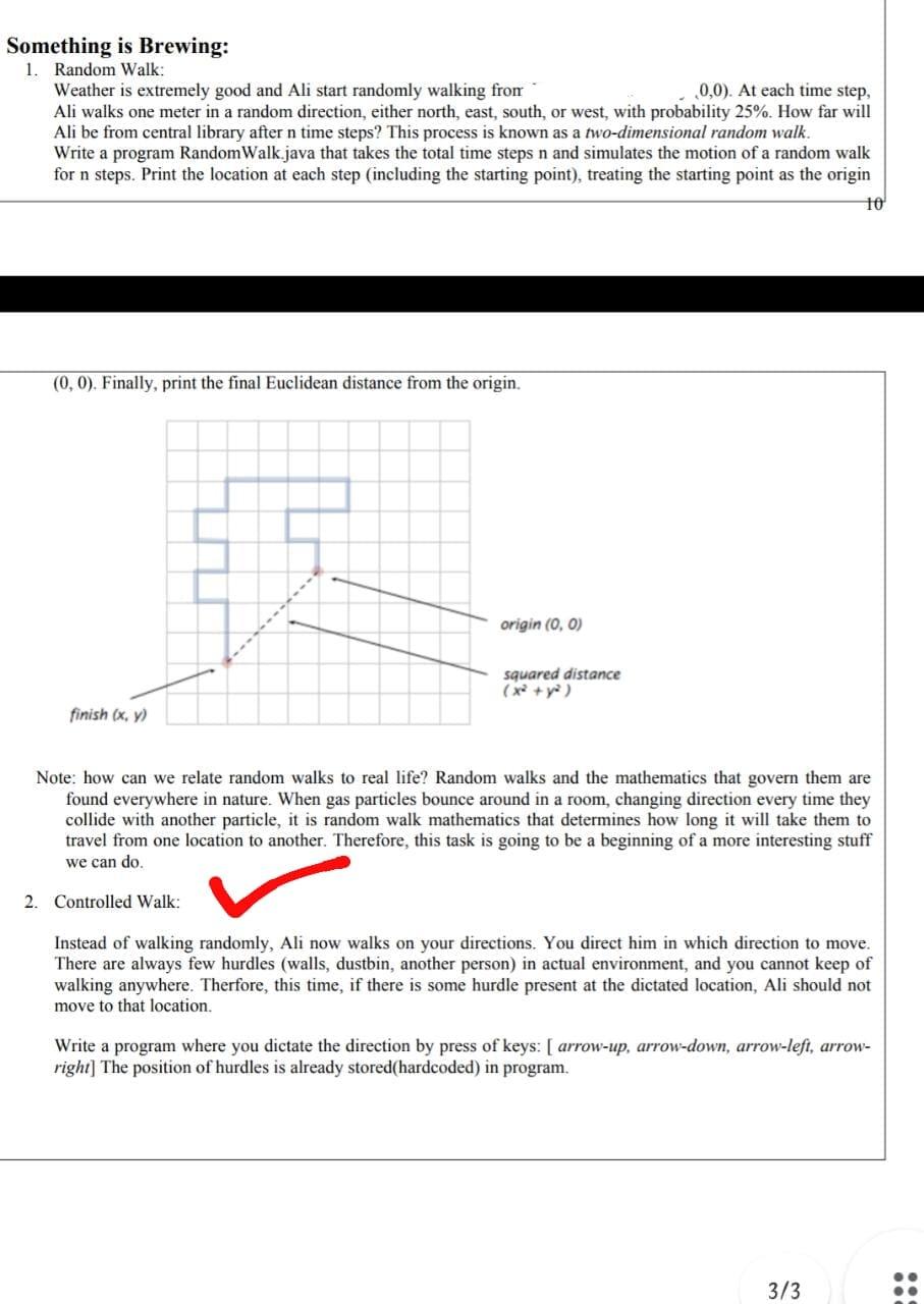 Solved Something is Brewing: 1. Random Walk: Weather is | Chegg.com