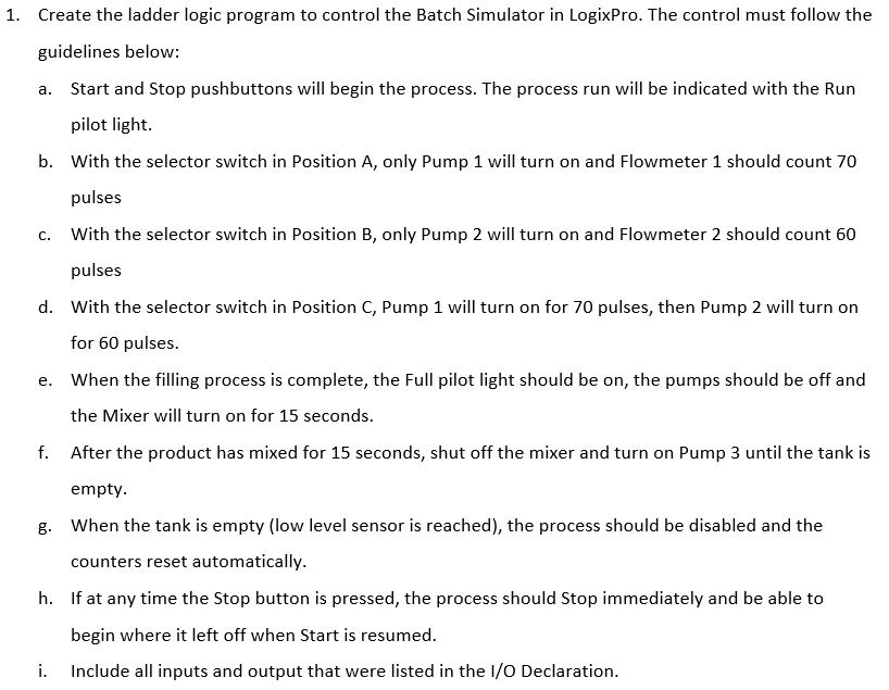 Solved The program is LogixPro, Batch Simulation, ( all | Chegg.com
