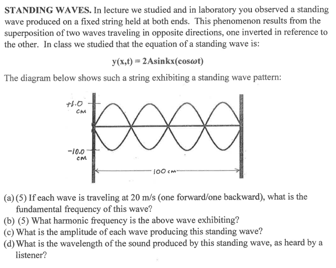 Solved STANDING WAVES. In lecture we studied and in | Chegg.com