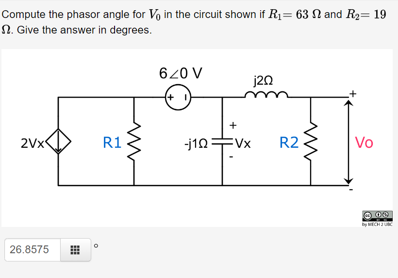 Solved Compute the phasor angle for V0 in the circuit shown | Chegg.com