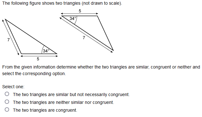 Solved The following figure shows two triangles (not drawn | Chegg.com