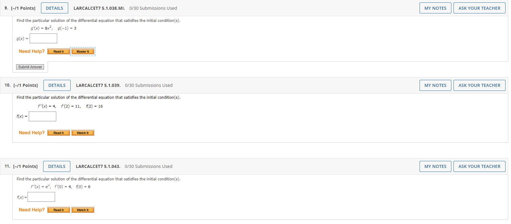 Solved 9. [-/1 Points] DETAILS LARCALCET7 5.1.038.MI. 0/30 | Chegg.com