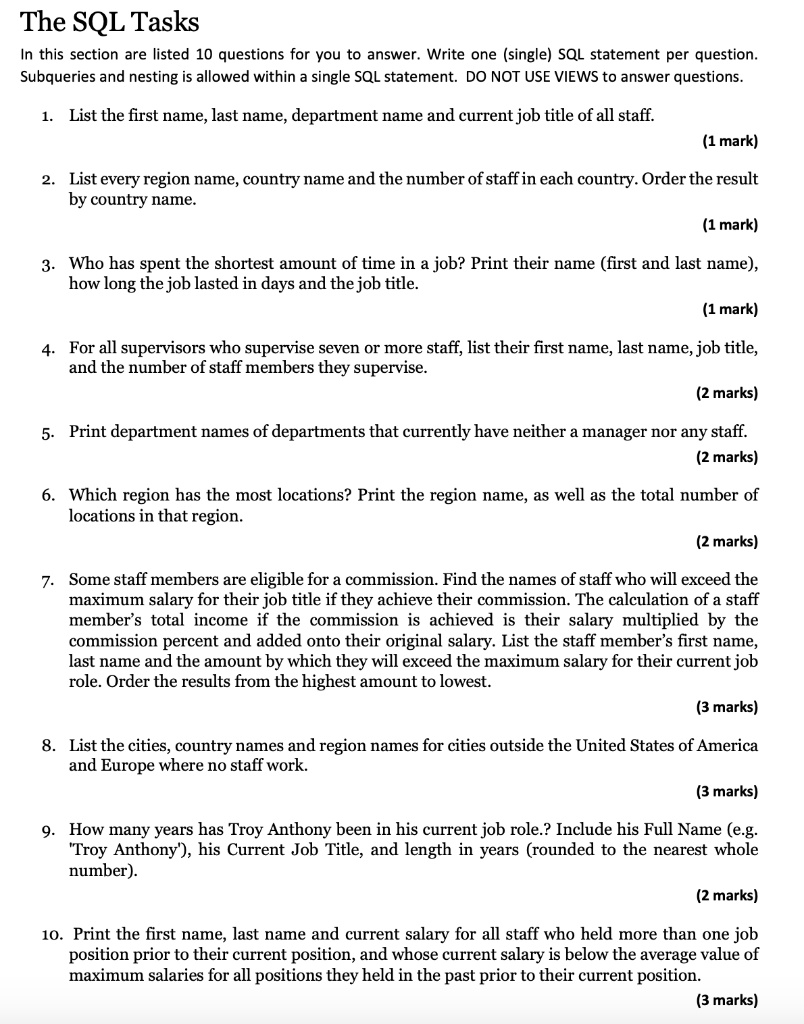 The Human Resources Staff Database The Human | Chegg.com