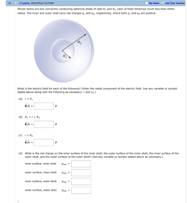 Solved 11. H7 points OSUniPhys1 23.P089. My Notes Ask Your | Chegg.com