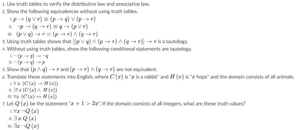 Solved 1. Use truth tables to verify the distributive law | Chegg.com