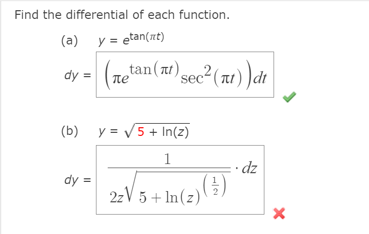 Solved Find the differential of each function. (a) y = | Chegg.com