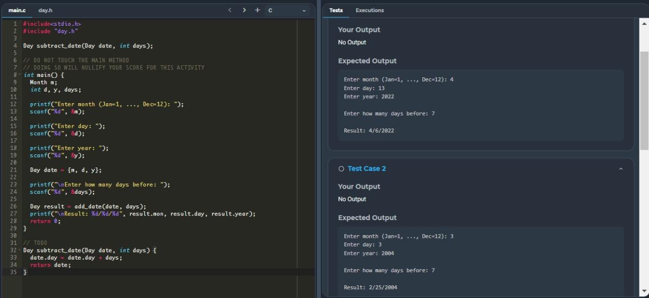 Do In C Program Given a (1) date consisting of Month, | Chegg.com