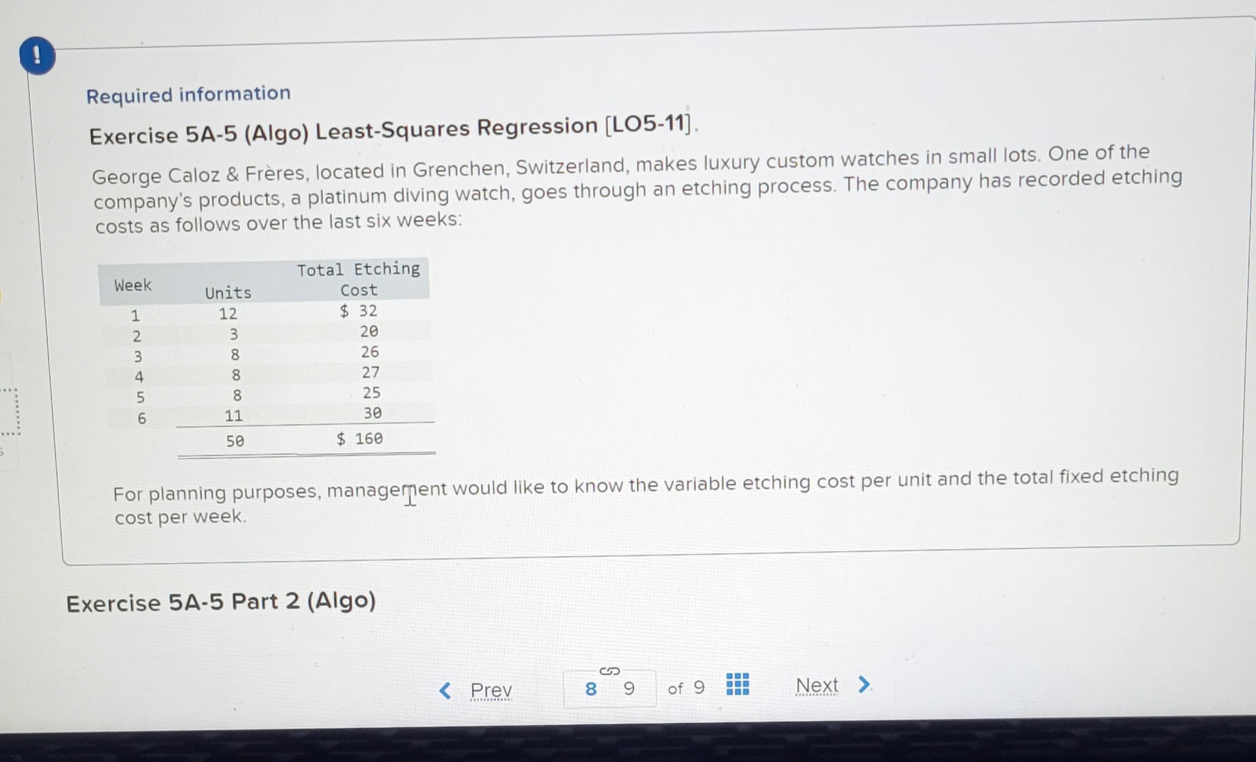 Solved Required information Exercise 5A-5 (Algo) | Chegg.com