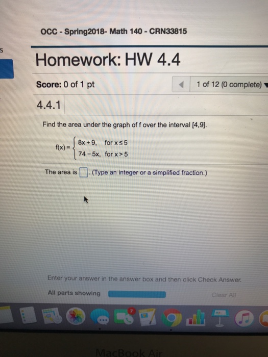 Solved OCC-Spring2018- Math 140-CRN33815 Homework: HW 4.4 | Chegg.com