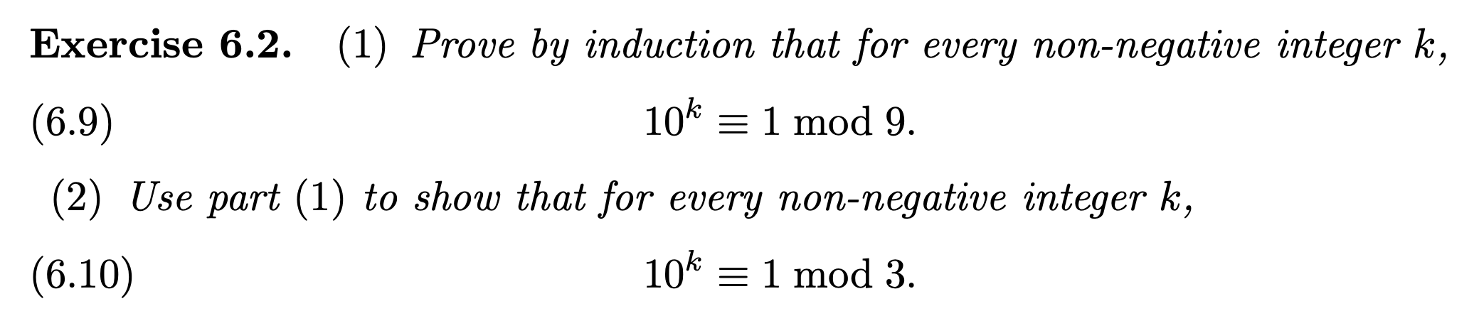 Solved Exercise 6.2. (1) Prove by induction that for every | Chegg.com