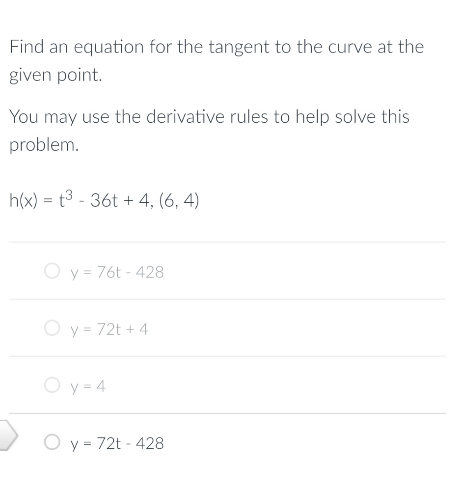 Solved Find an equation for the tangent to the curve at the | Chegg.com