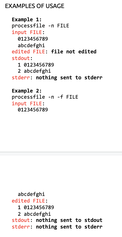 Specification of the processfile Utility processfile | Chegg.com