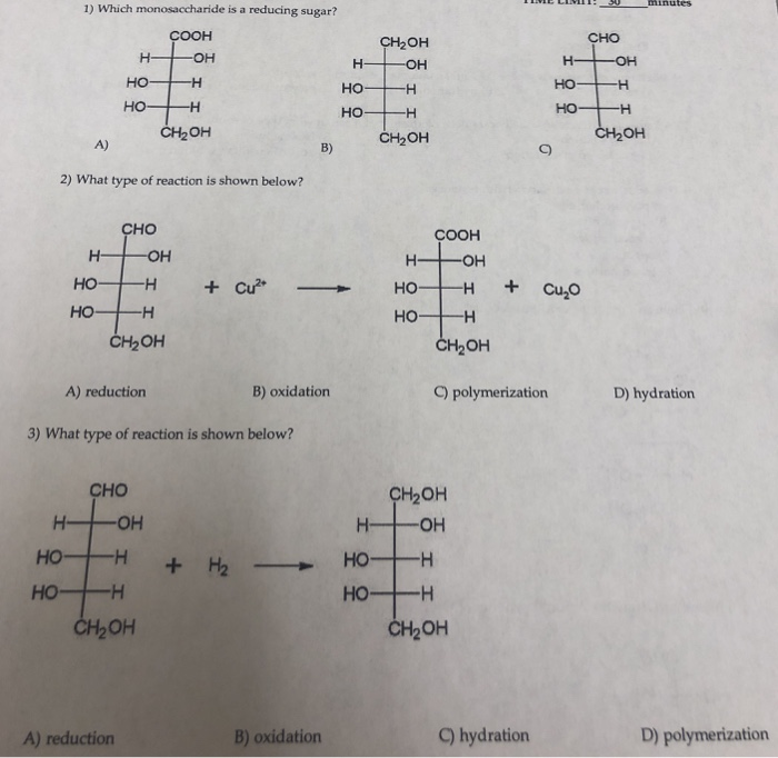Solved 1) Which e is a reducing sugar? COOH OH CHO H OH но | Chegg.com