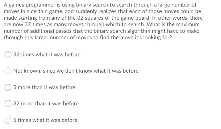 Solved A games programmer is using binary search to search | Chegg.com