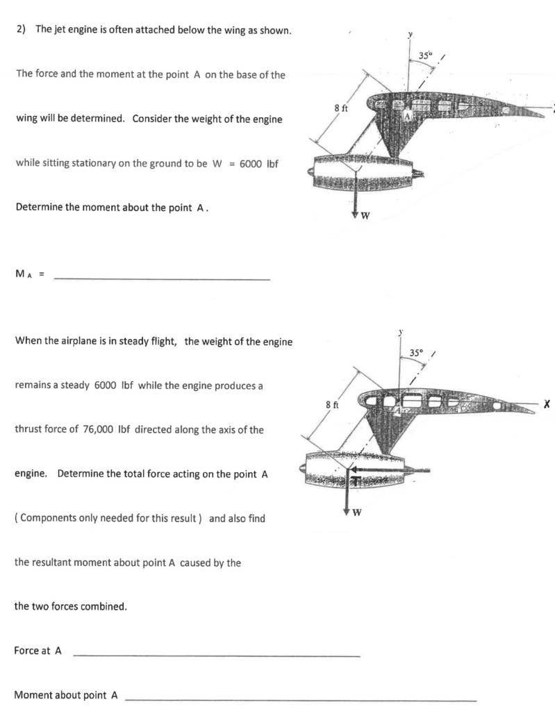 Solved 2) The jet engine is often attached below the wing as | Chegg.com