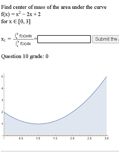 Solved Find center of mass of the area under the curve | Chegg.com