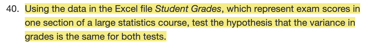 40. Using the data in the Excel file Student Grades, | Chegg.com