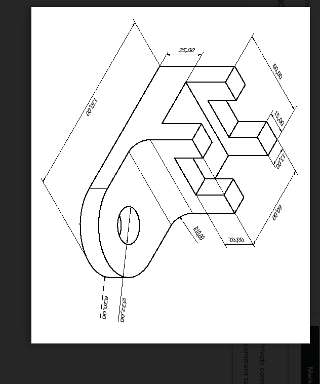 Solved Draw TOP, Front and Right View. Using scaled | Chegg.com