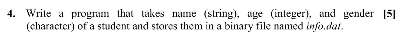 Solved 9 4. Write a program that takes name (string), age | Chegg.com
