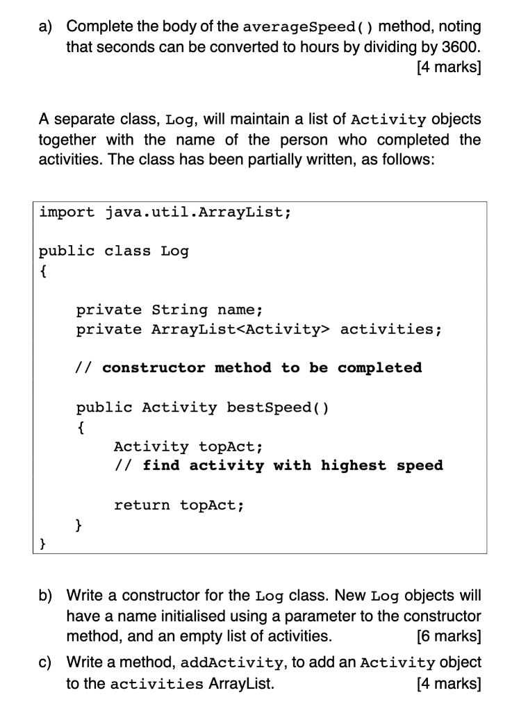 Solved Question B1 A fitness enthusiast is writing an | Chegg.com