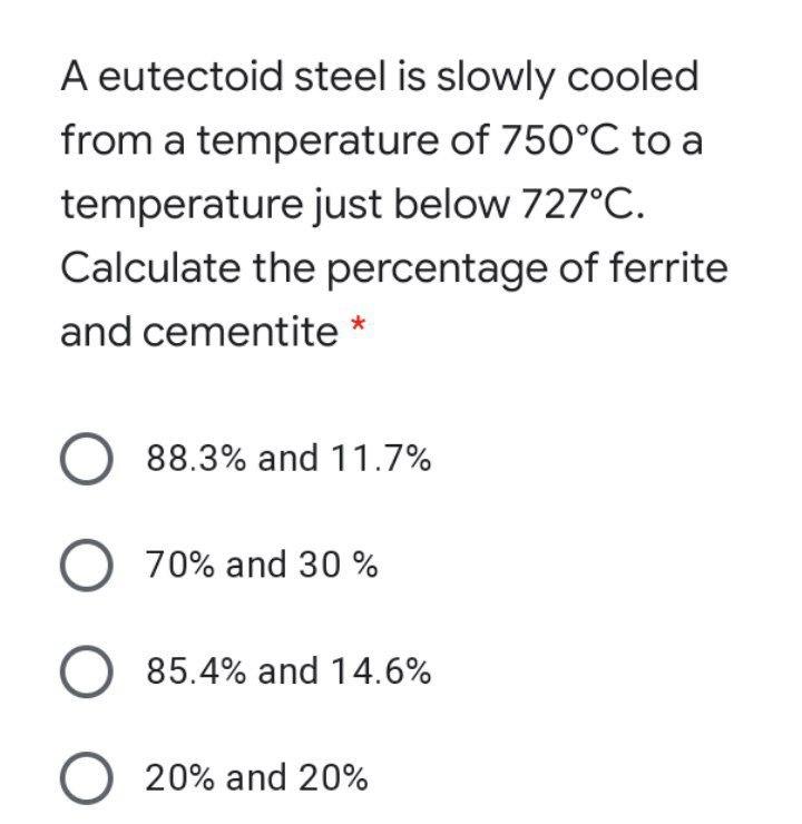 Solved A eutectoid steel is slowly cooled from a temperature | Chegg.com